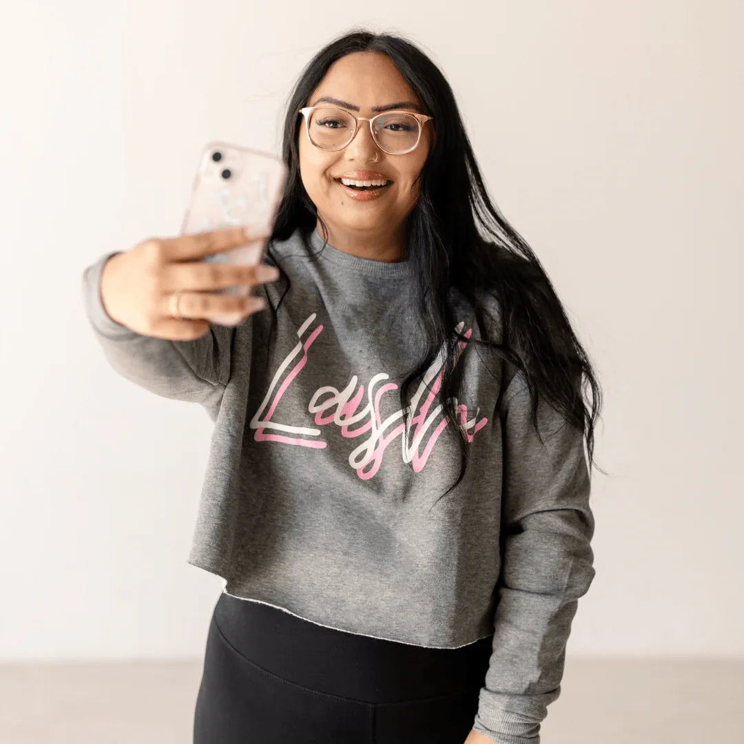 Eyelash Shirt | PLA Cropped Crew - Gray – Paris Lash Academy